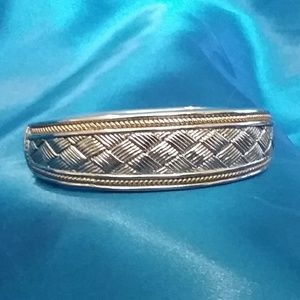 Unbranded | Jewelry | Silver Gold Tone Woven Design Hinged Bangle ...